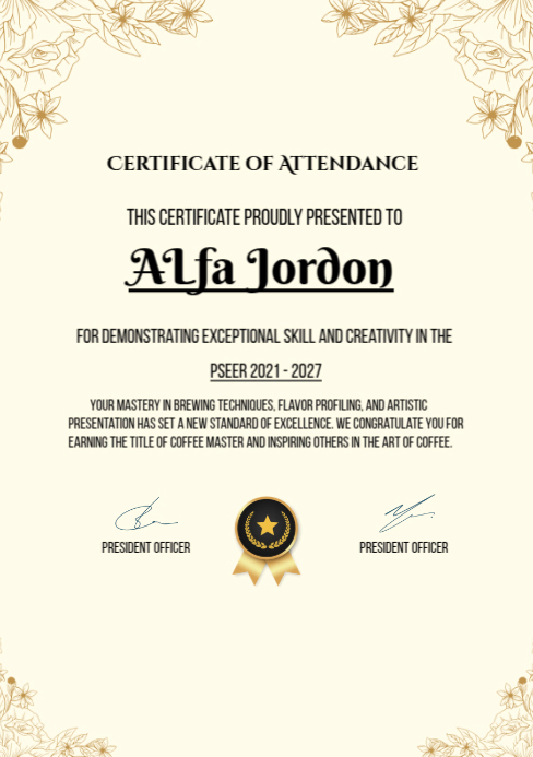 Yellow Professional Certificate Of Attendance Template A5 | PosterMyWall