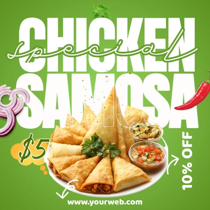 Copy of Yellow Professional Chicken Samosa Instagram Post | PosterMyWall