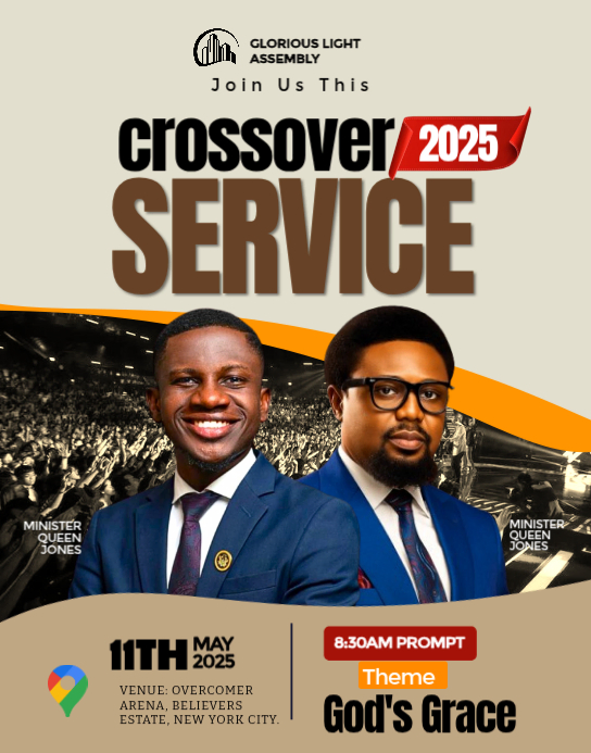 Plantilla de Yellow Professional Church Cross Over Service Poster ...