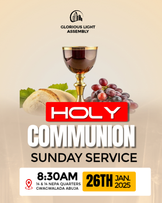 Yellow Professional Church Flyers Communion Service Instagram Portrait ...