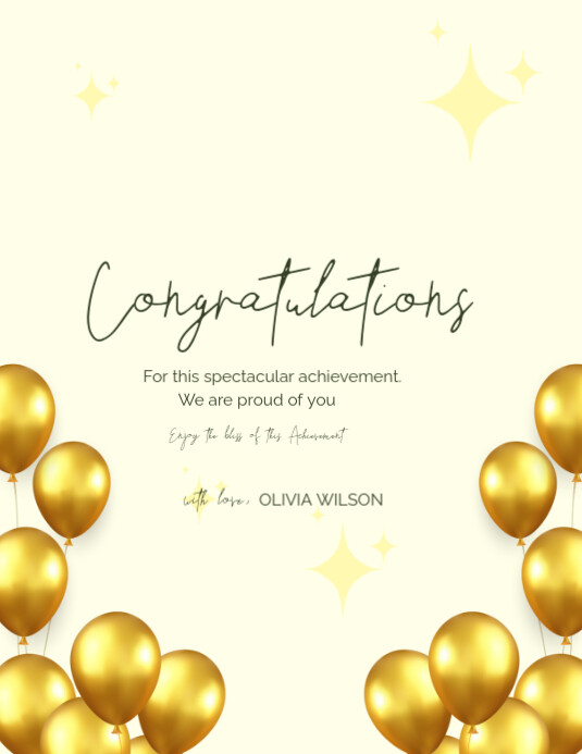 Yellow Professional Congratulations Note Flyer (us Letter) Template ...