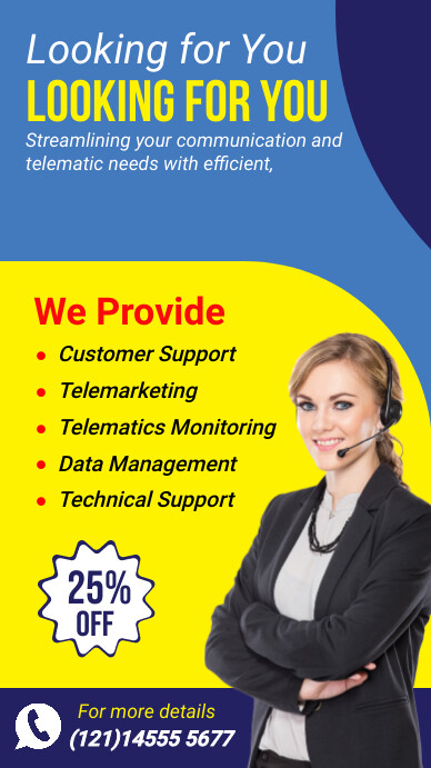 Yellow Professional Customer Service Center Template | PosterMyWall