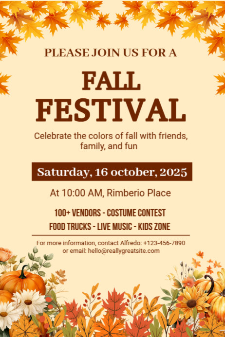 Yellow Professional Fall Festival Poster Template | PosterMyWall