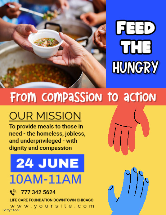 Yellow Professional Feed The Hungry Flyer (us Letter) Template ...