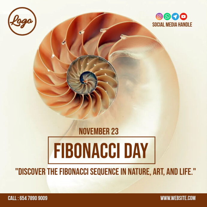 Yellow Professional Fibonacci Day Instagram Post Template | PosterMyWall