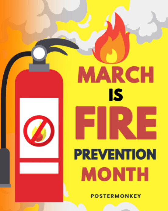 Yellow Professional Fire Prevention Month Instagram Portrait Template ...