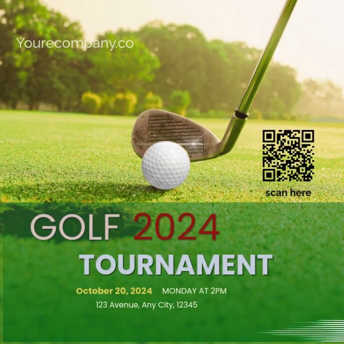 Yellow Professional Golf Sport Tournament Instagram Post Template