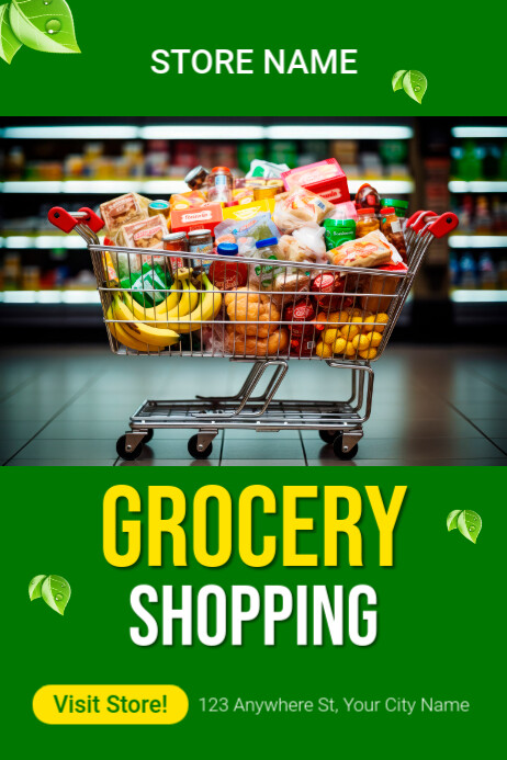 Yellow Professional Grocery Shopping Poster Template | PosterMyWall