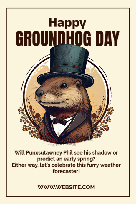 Yellow Professional Groundhog Day Poster Template | PosterMyWall