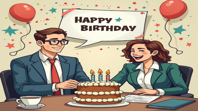 Copy of Yellow Professional Happy Birthday Co-worker Template For ...