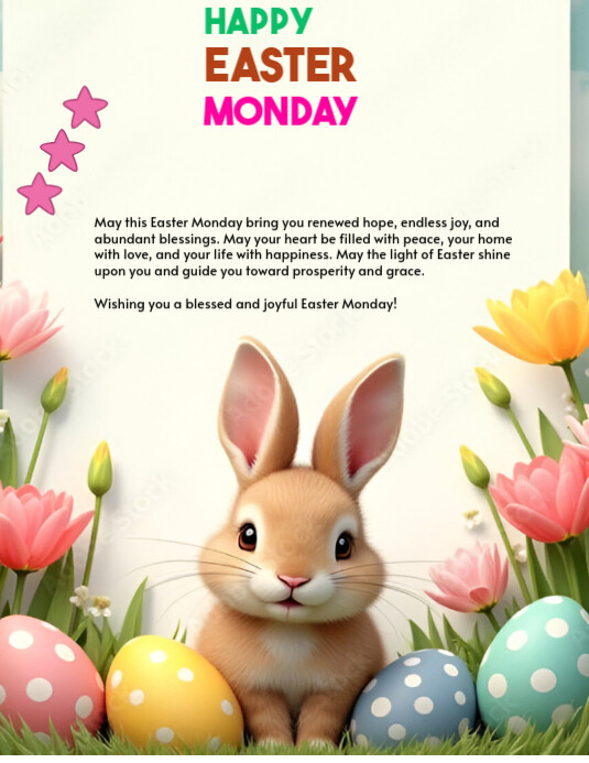 Yellow Professional Happy Easter Mónday Flyer (us Letter) Template ...