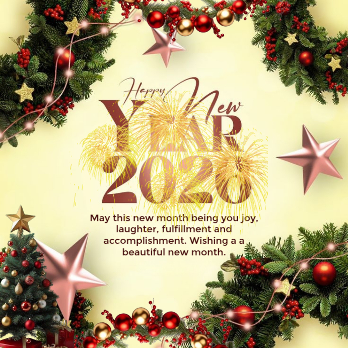 Yellow Professional Happy New Year Greeting, Instagram Post Template ...