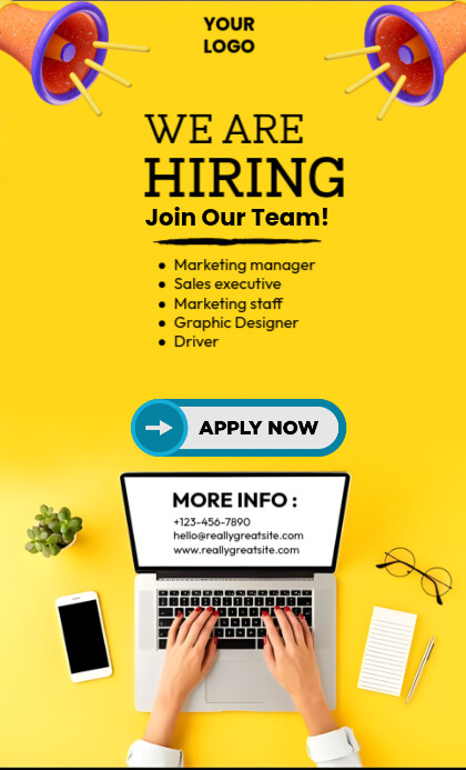 Yellow Professional Hiring Us Legal Template | PosterMyWall