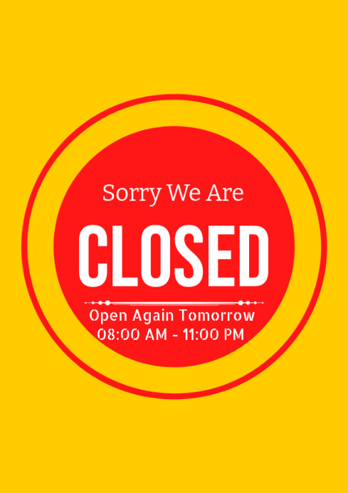 Yellow Professional Holiday Closed Notice A4 Template | PosterMyWall