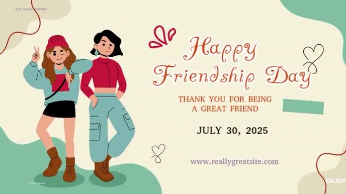 Yellow Professional International Friendship Day Video Digital Display ...