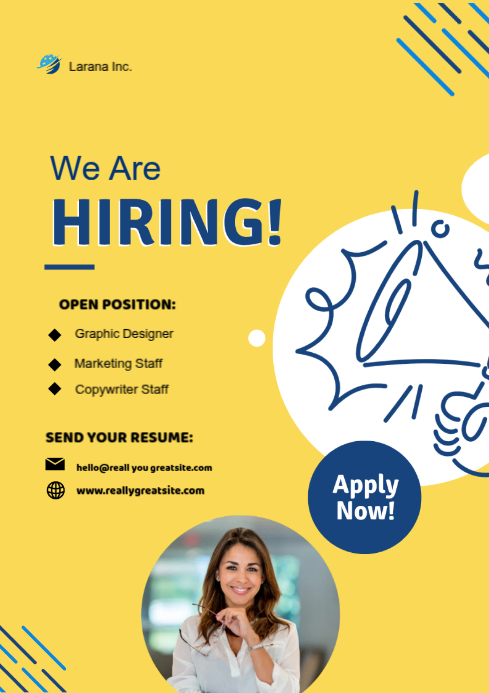Yellow Professional Job Hiring Post A4 Template | PosterMyWall