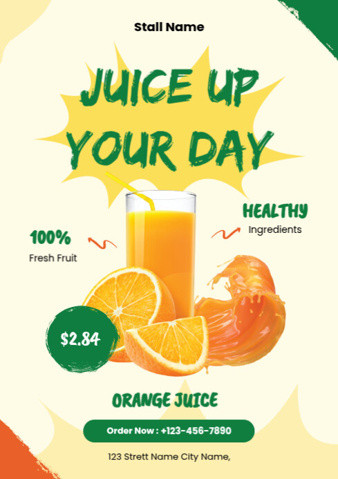 Plantilla de Yellow Professional Juice & Drink Menu A4 | PosterMyWall