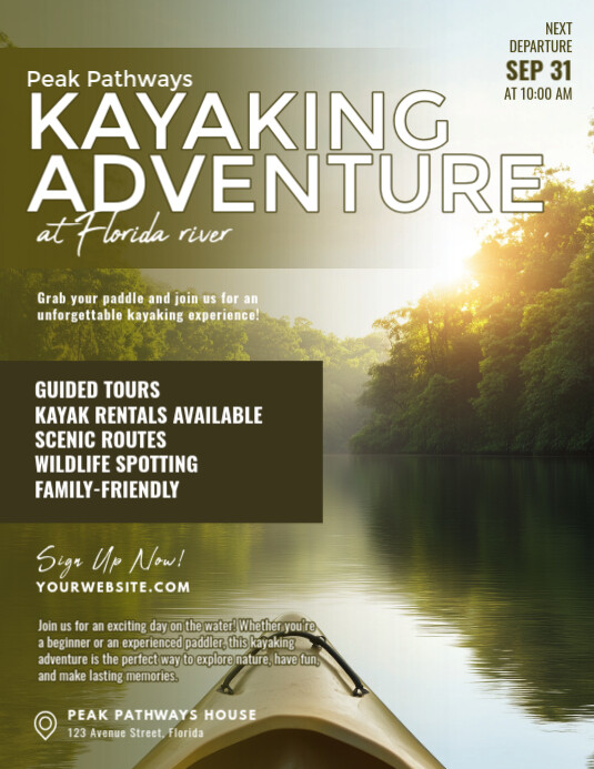 Copy of Yellow Professional Kayaking Flyer (us Letter | PosterMyWall
