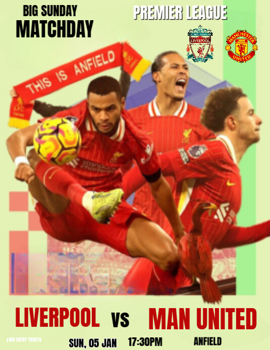 Yellow Professional Liverpool Vs Manchester United Premier League ...