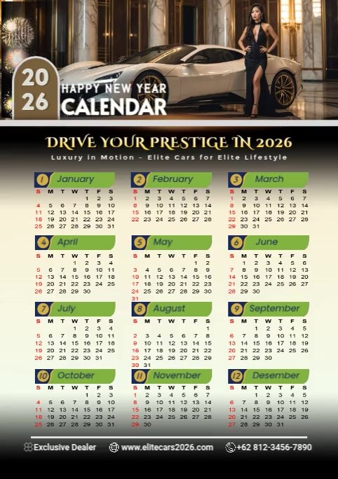 Yellow Professional Luxury Car Calendar 2026 – Elegant & Professional ...