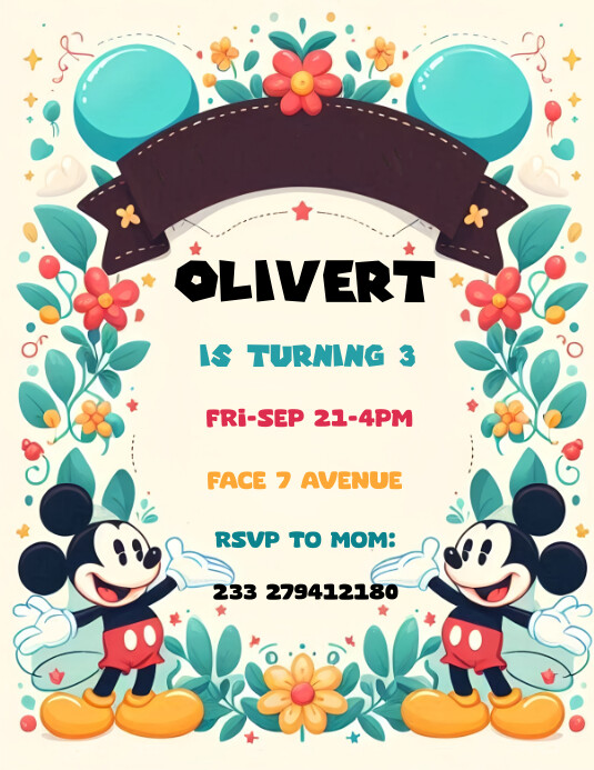 Plantilla de Yellow Professional Micky Mouse Flyer (us Let | PosterMyWall