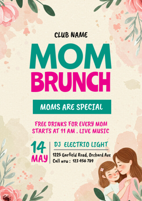 Yellow Professional Mom Brunch Flyer Ad Template A4 | PosterMyWall