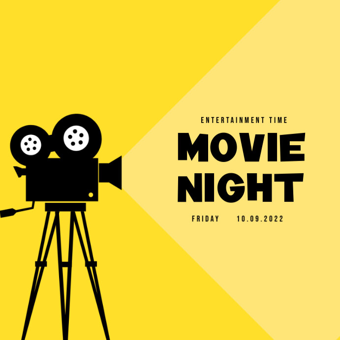 Yellow Professional Movie Night Instagram Post Template | PosterMyWall