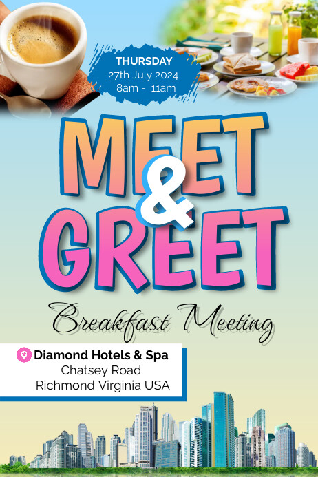 Yellow Professional Multicolored Meet And Gre Template | PosterMyWall