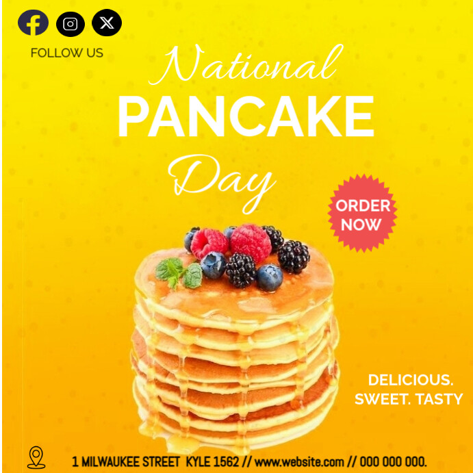Yellow Professional National Pancake Day Instagram Post Template ...