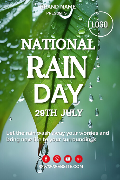 Yellow Professional National Rain Day Poster Template | PosterMyWall