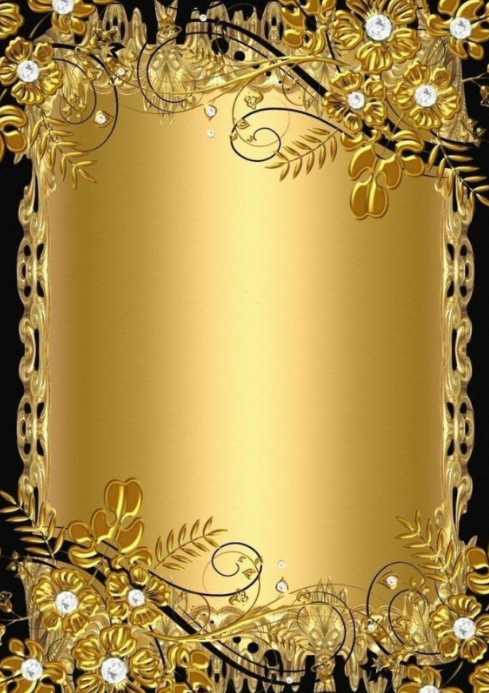 Yellow professional ornate gold floral frame with diamonds a4 Template ...