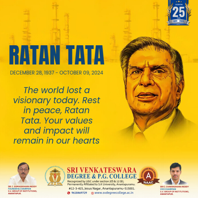 Yellow Professional Ratan Tata Rip Instagram Post Templat | PosterMyWall