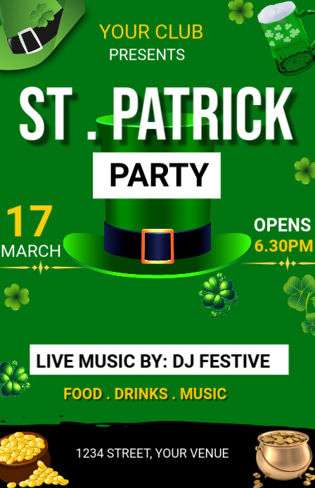 Yellow Professional Saint Patrick Day Party 17 March Tabloid Template | PosterMyWall