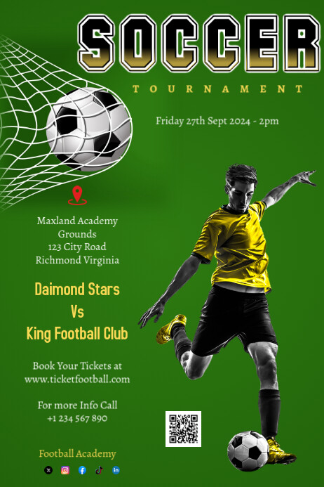 Copy of Yellow Professional Soccer Football Tournament Flyer Poster | PosterMyWall