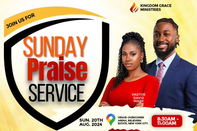 Copy of Yellow Professional Sunday Praise Service Poster | PosterMyWall