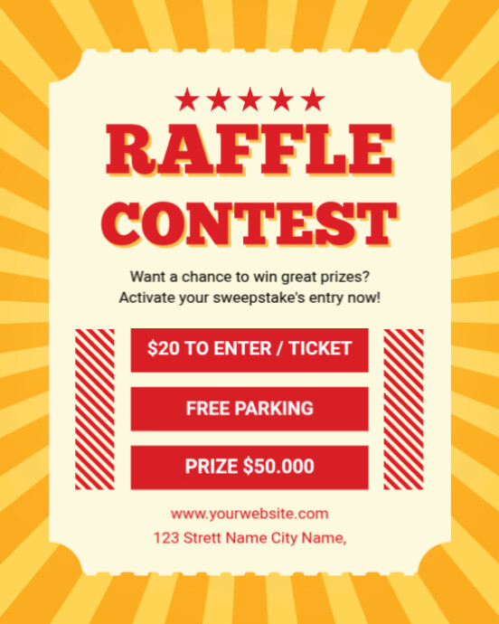 Yellow Professional Sweepstakes Ticket Flyer Instagram Portrait ...