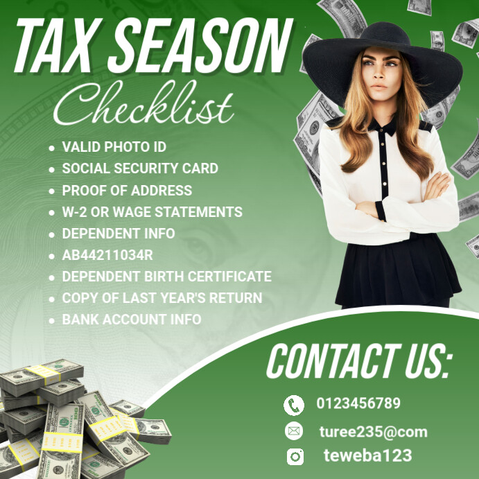 Yellow Professional Tax Checklist Instagram Post Template | PosterMyWall