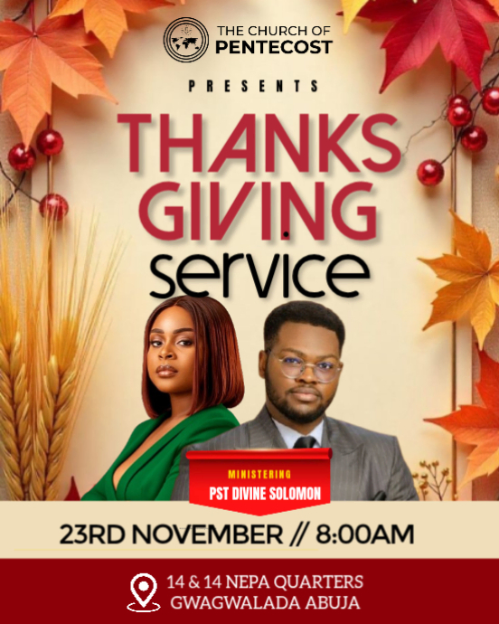 Yellow Professional Thanks Giving Service Instagram Portrait Template ...