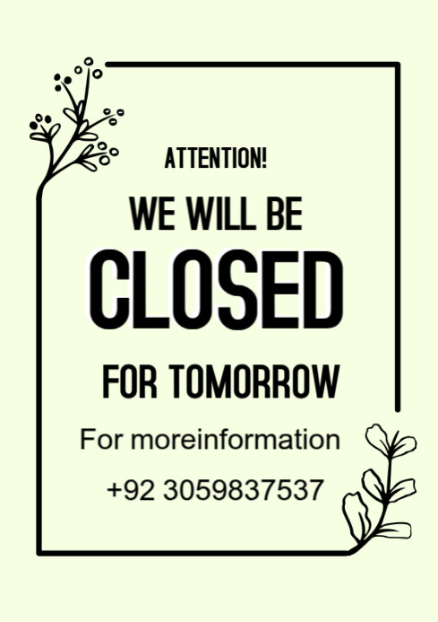 Yellow Professional We Are Closed Temporarily Templates Flyers A4 ...