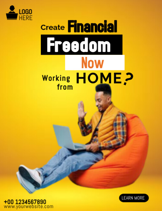 Yellow Professional Work From Home Flyer (us Letter) Template ...