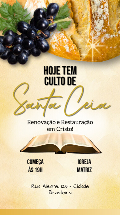 Yellow Profissional Culto Santa Ceia História Do Instagram Template | PosterMyWall