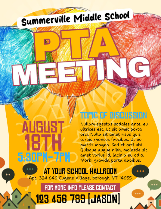 Yellow Pta Meeting Flyer (us Letter) Template | PosterMyWall