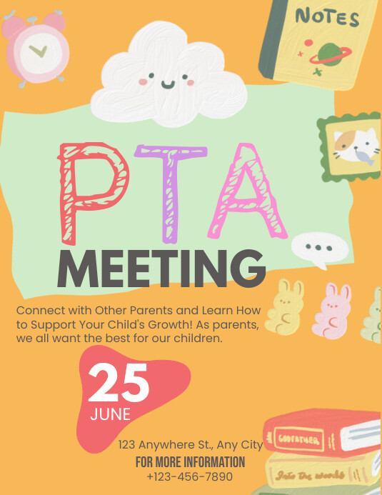 Yellow Pta Meeting Flyer Modelo | PosterMyWall