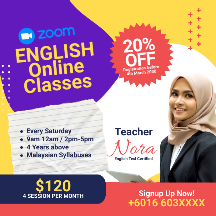 Copy of Yellow Purple Online Classes Instagram Facebo | PosterMyWall