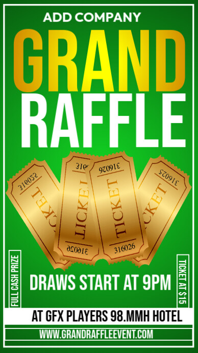 Yellow Raffle Ticket Digital Display (9:16) Template | PosterMyWall