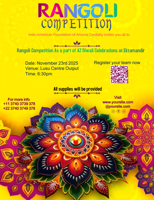 Yellow Rangoli Competition Flyer (us Letter) Template | PosterMyWall