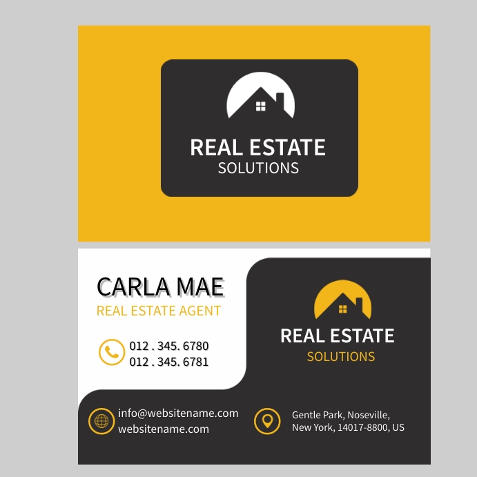 Yellow Real Estate Business Calling Card Template | PosterMyWall