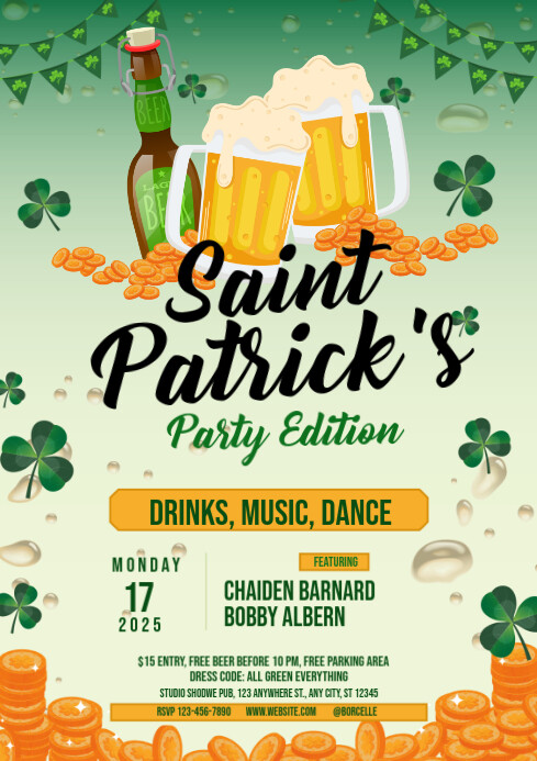 Plantilla de Yellow Saint Patricks Day Party A4 | PosterMyWall
