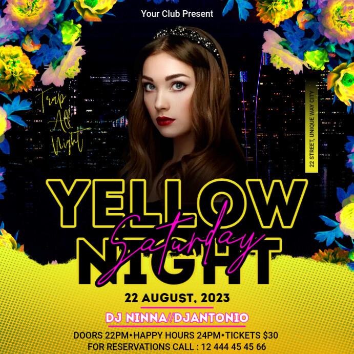 Yellow Saturday Night Post Instagram Template | PosterMyWall
