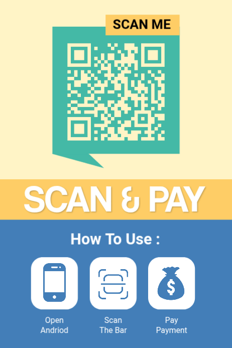 Yellow Scan And Pay The Payment Poster Template | PosterMyWall